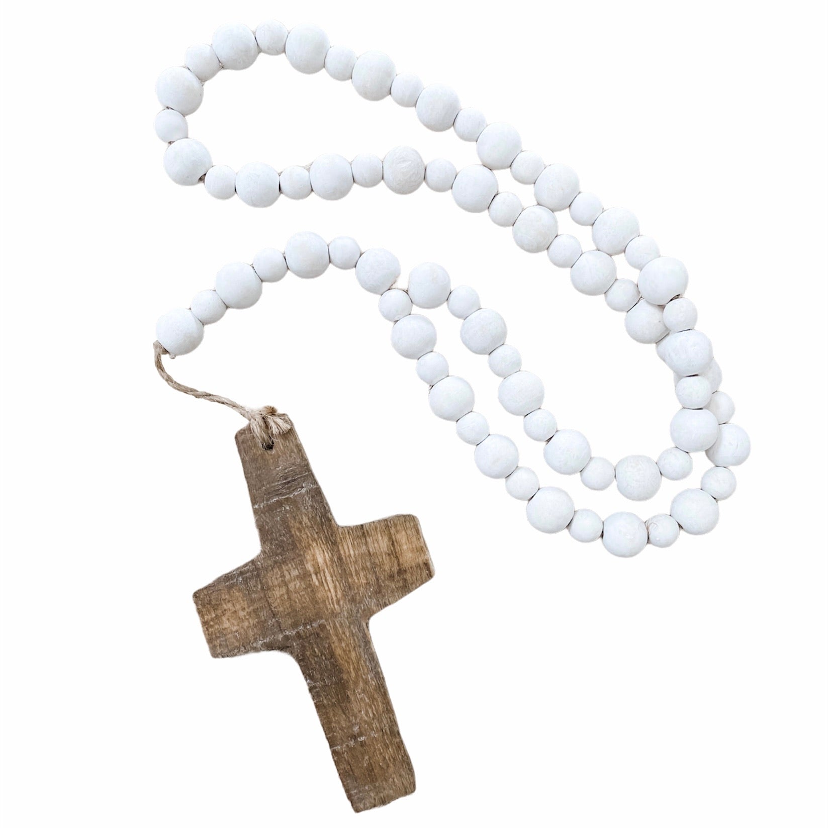 Beaded Cross Garland | White Bead